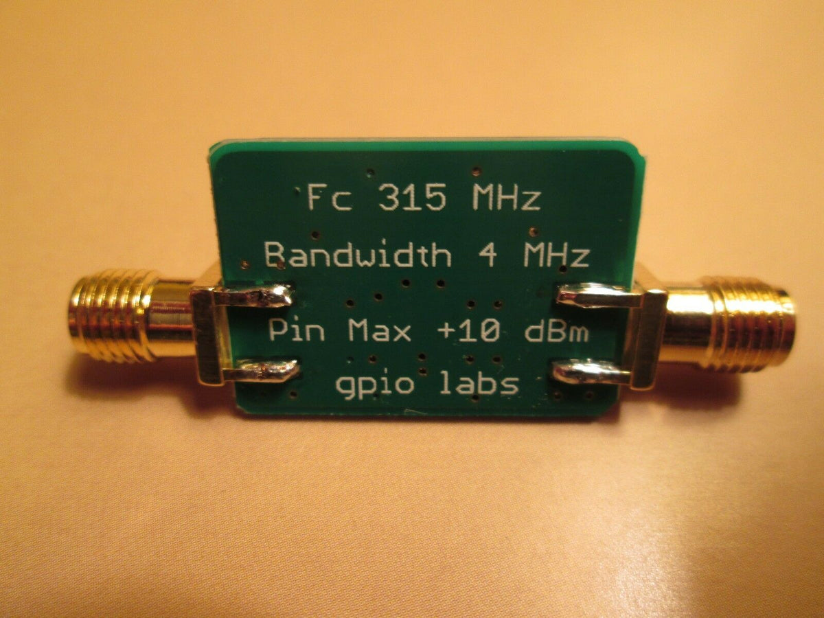 315 MHz Bandpass Filter Band Pass with 4 MHz Bandwidth – GPIO LABS