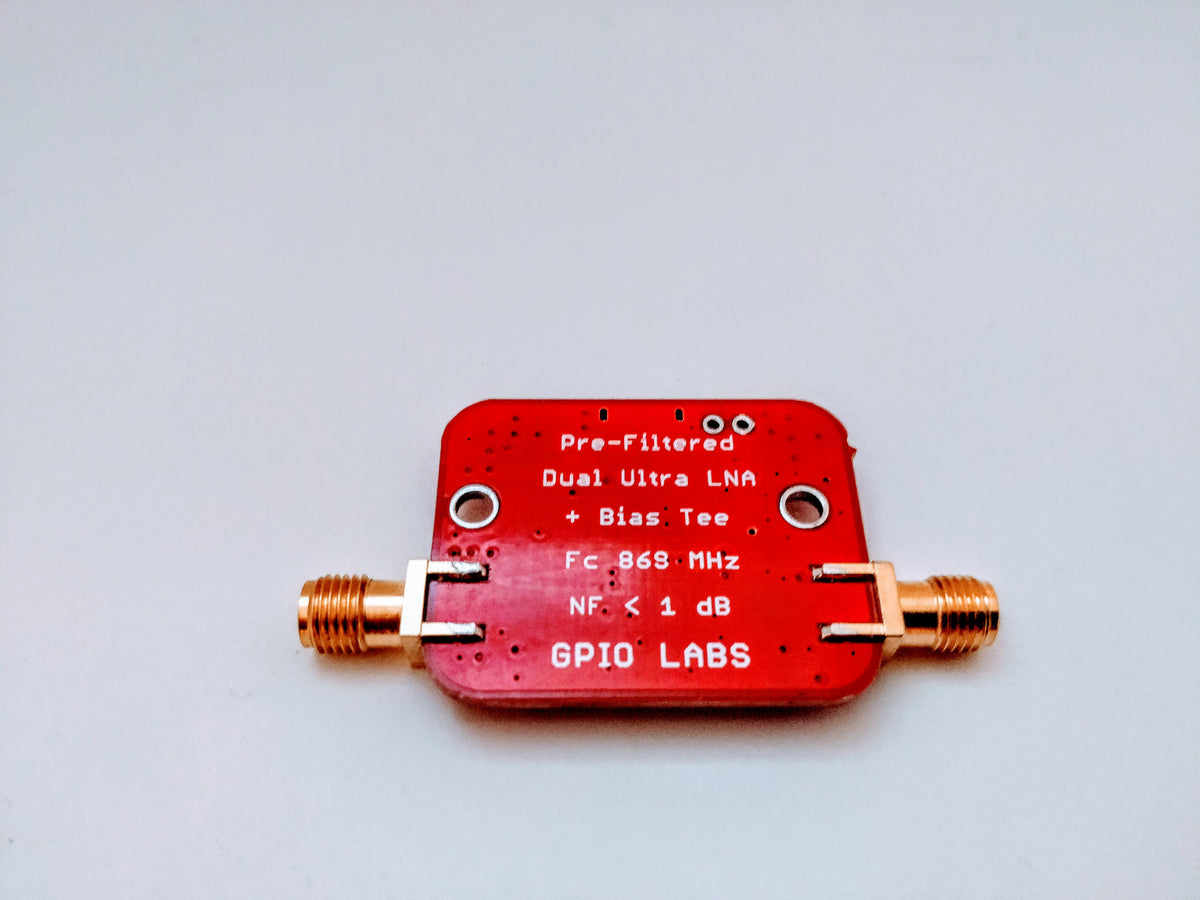 869 MHz Filtered Dual Low Noise Amplifier LNA with 30 dB Gain – GPIO LABS